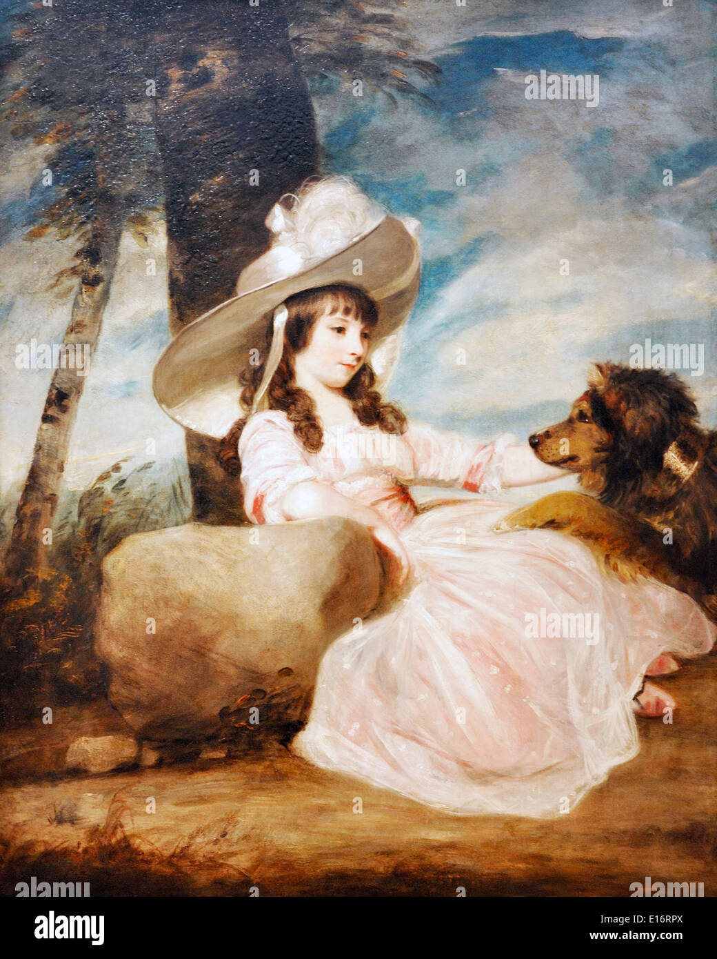 Portrait of Miss Anna Ward with Her Dog by Joshua Reynolds, 1787 Stock ...