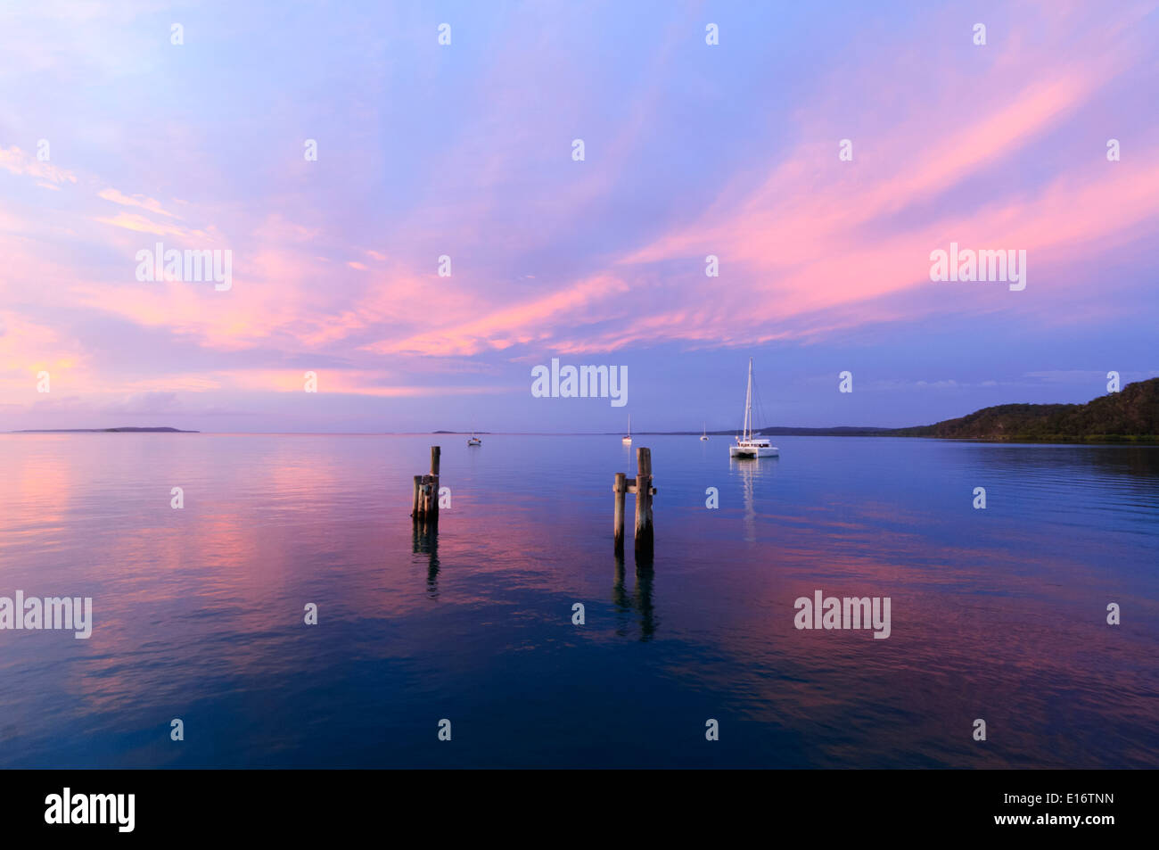 Sunset, Kingfisher Bay Resort Jetty, Fraser Island, Queensland, QLD ...