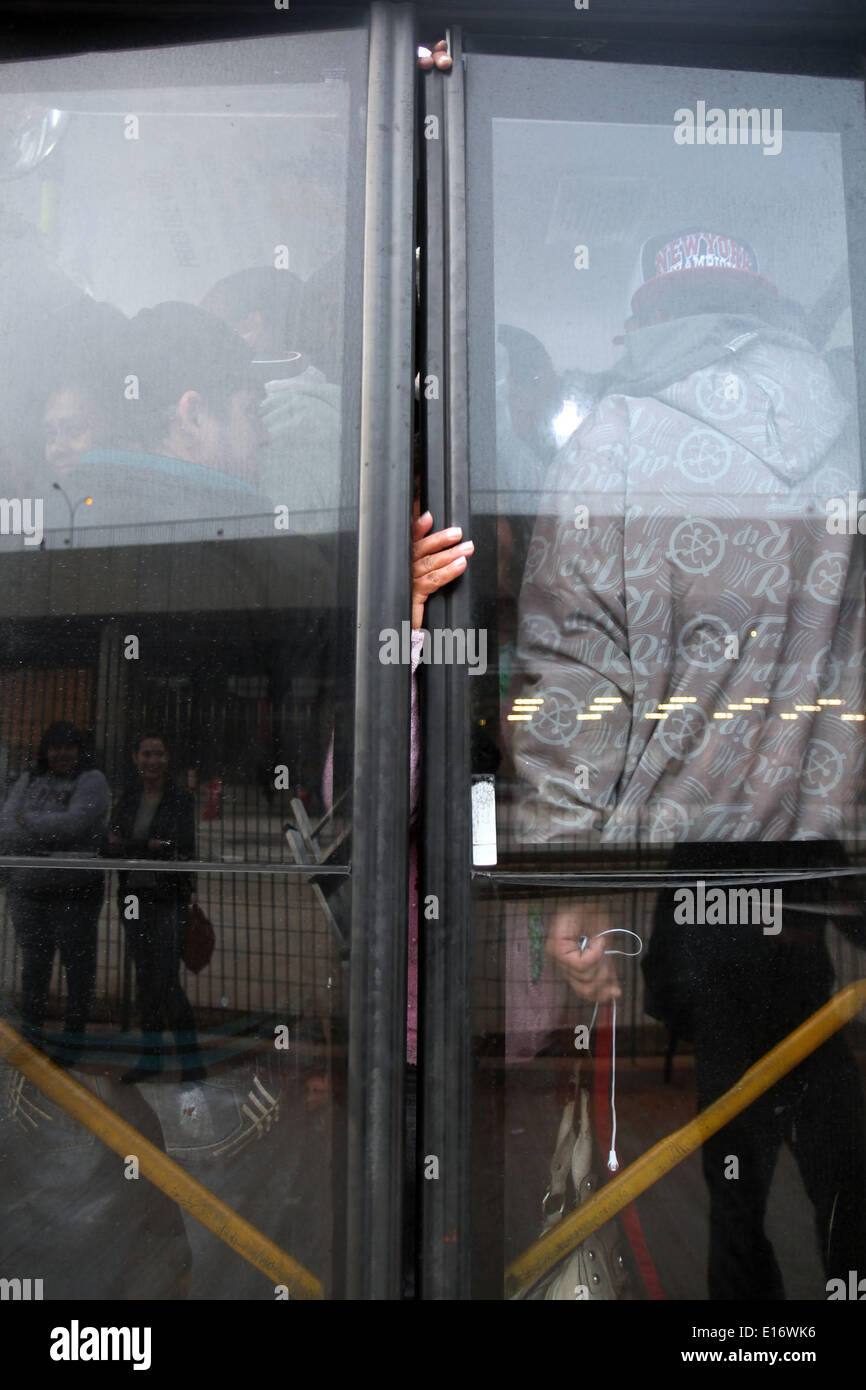 Sao Paulo, Brazil. 5th June, 2014. People travel on a crammed bus in ...
