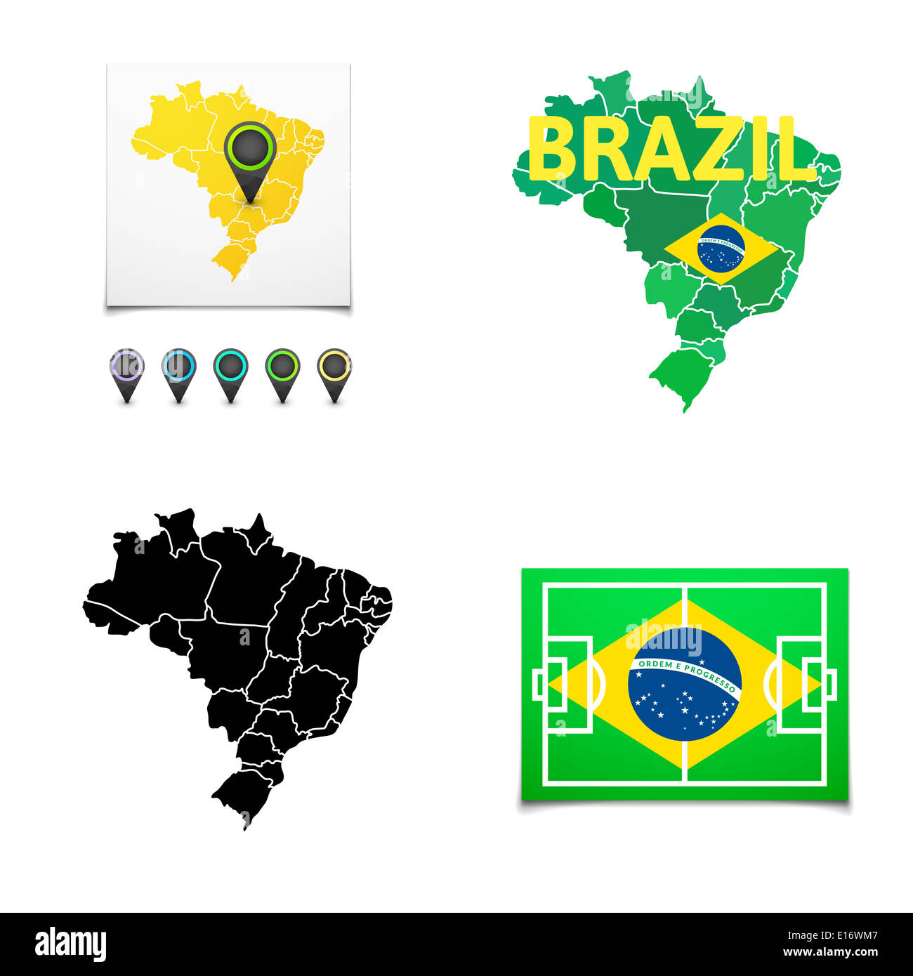 Flat simple Brazil map Stock Photo - Alamy