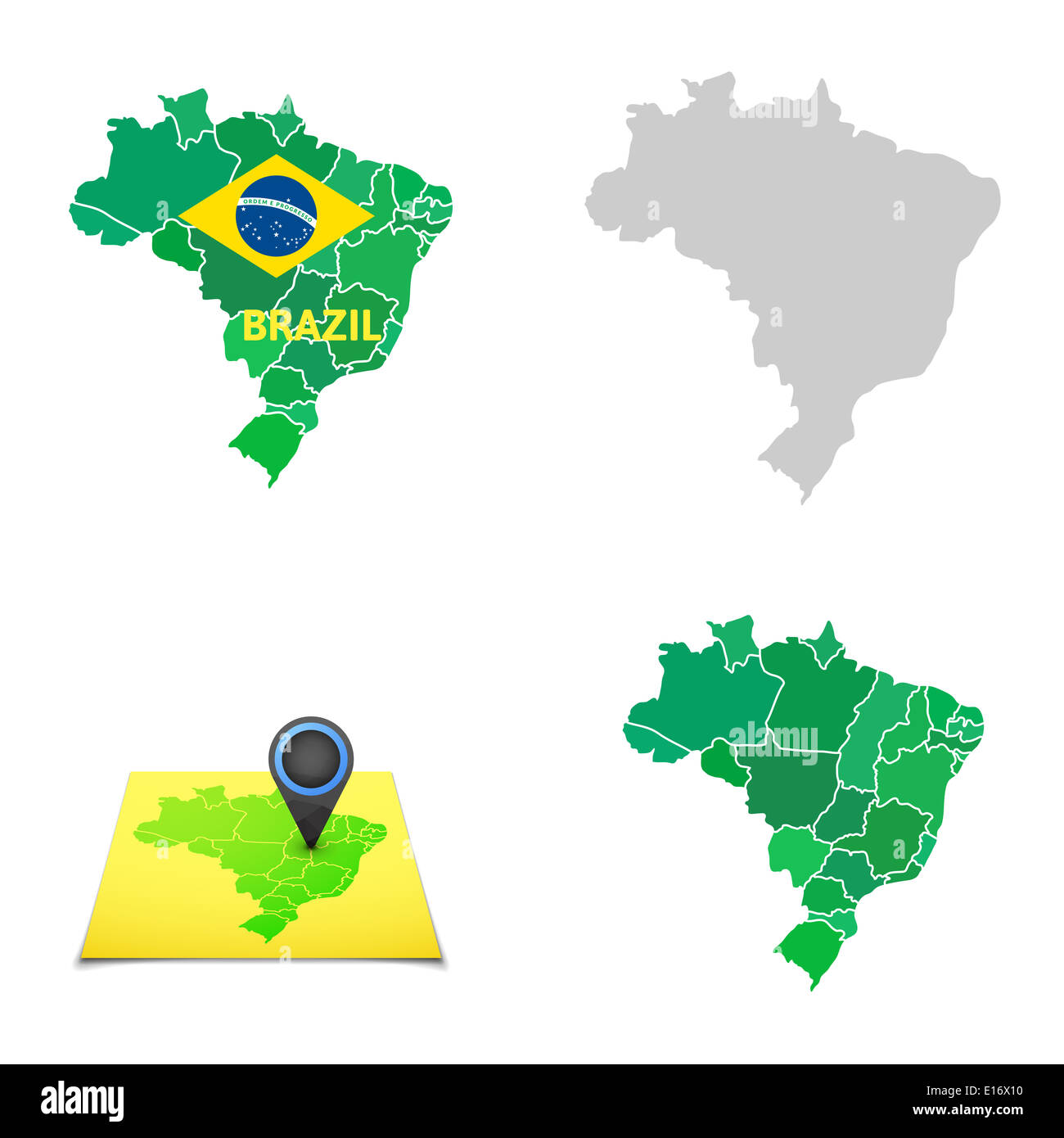 Flat simple Brazil map Stock Photo - Alamy