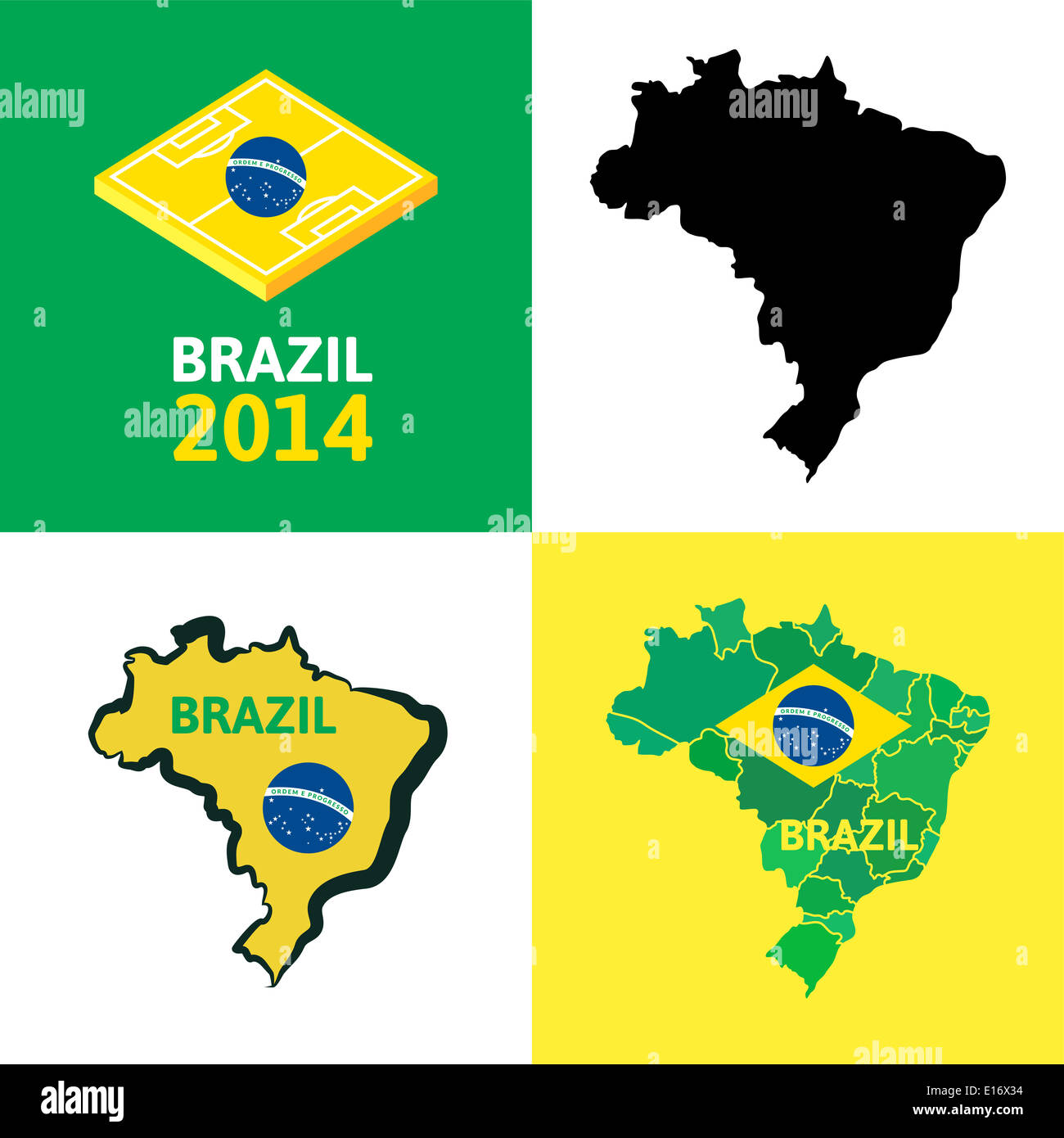 Flat simple Brazil map Stock Photo - Alamy