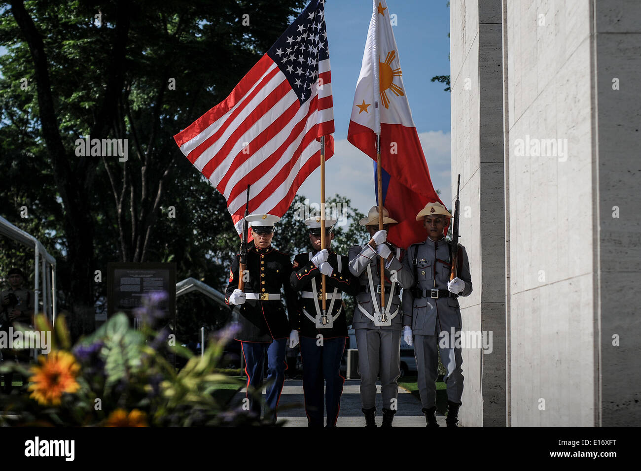 Taguig, Philippines. 25th May, 2014. Flags of the U.S. and the ...