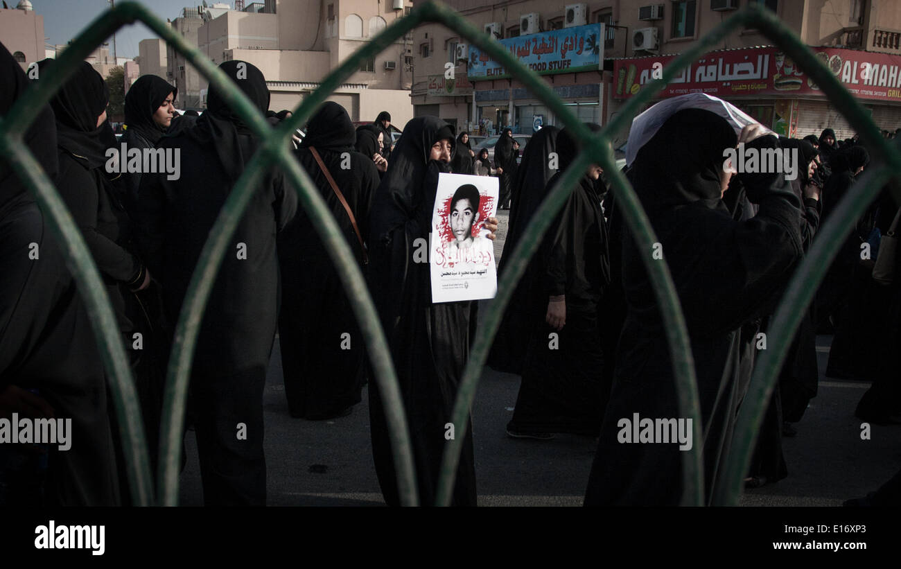 A woman with a portrait of the martyr Sayed Mahmoud Mohsen (14 years ...