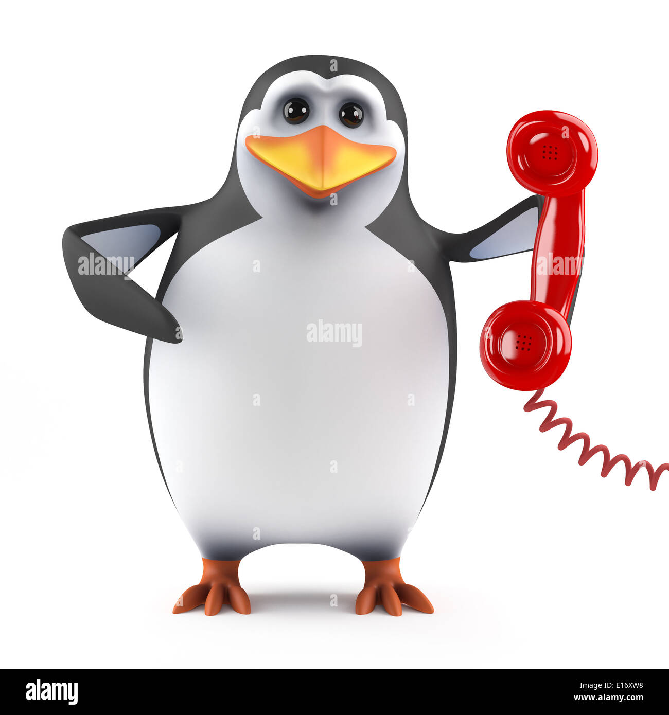 3d Penguin answers the phone Stock Photo - Alamy