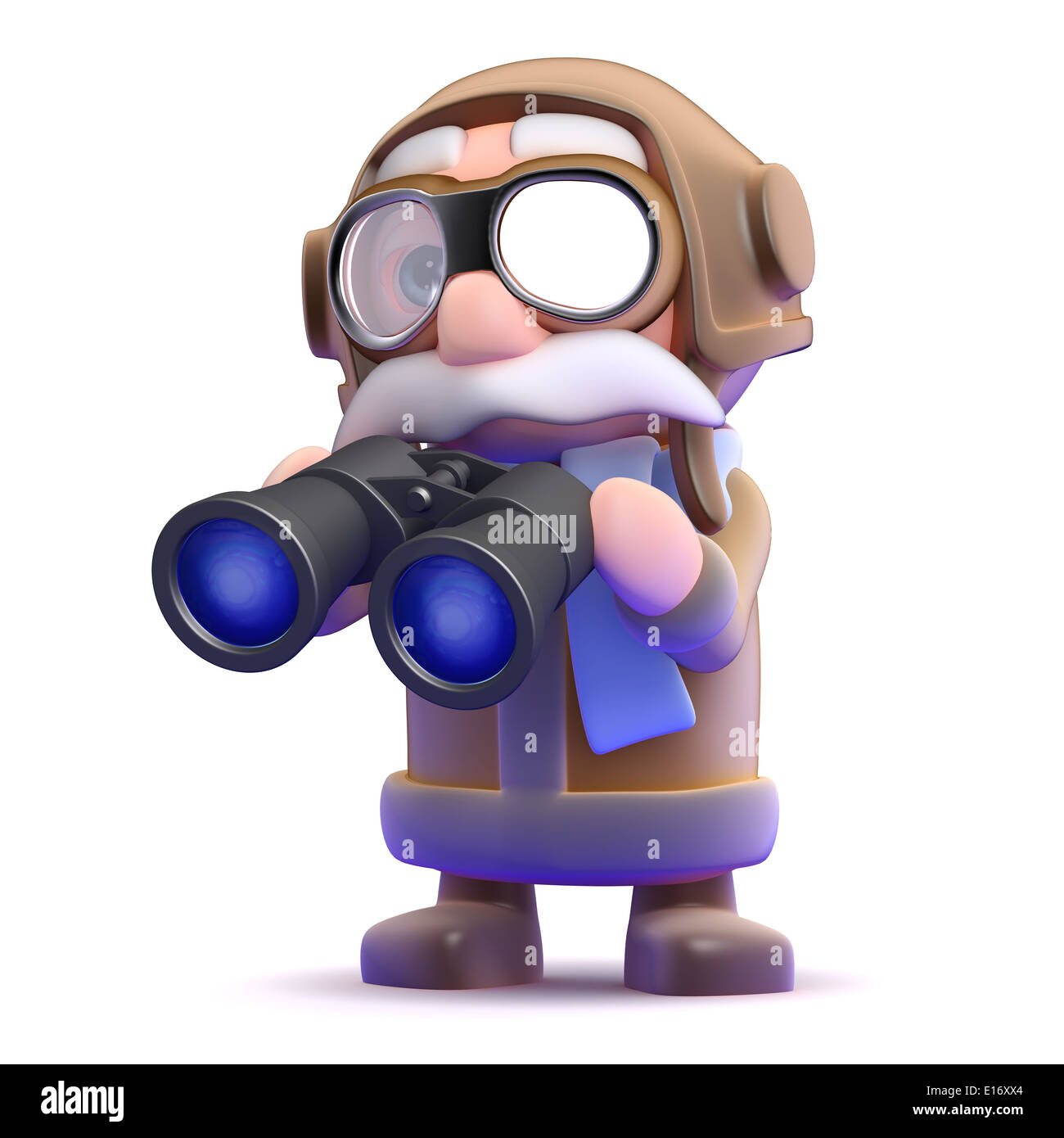 3d Pilot looks through binoculars Stock Photo - Alamy