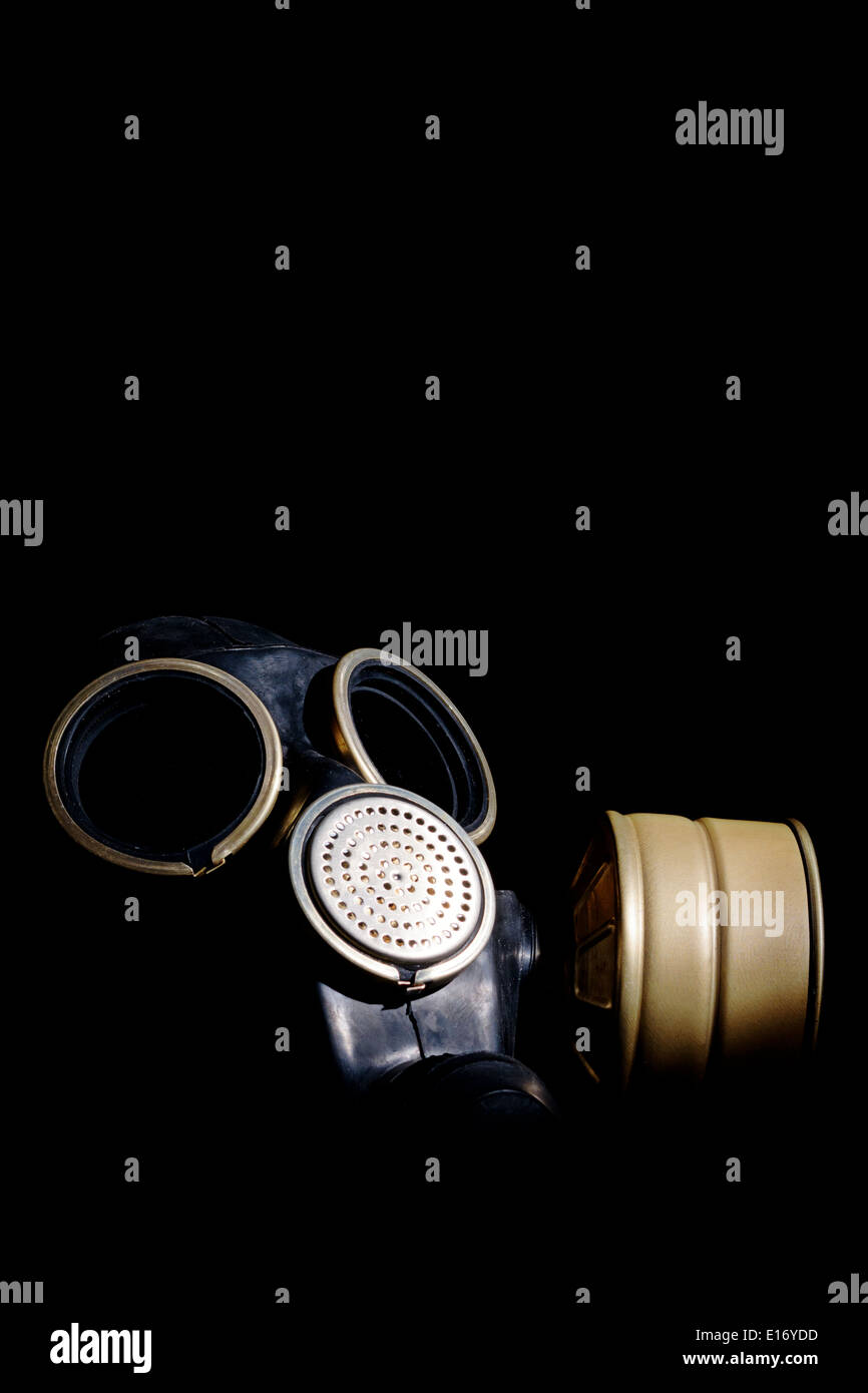 Russian army gas mask isolated on black background Stock Photo - Alamy