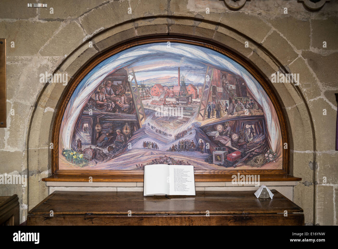 Painting in All Saint's church, Gresford, depicting scenes from the ...