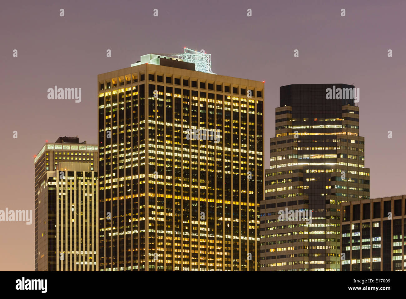 The Manhattan Financial Center skyline in New York City at night Stock ...