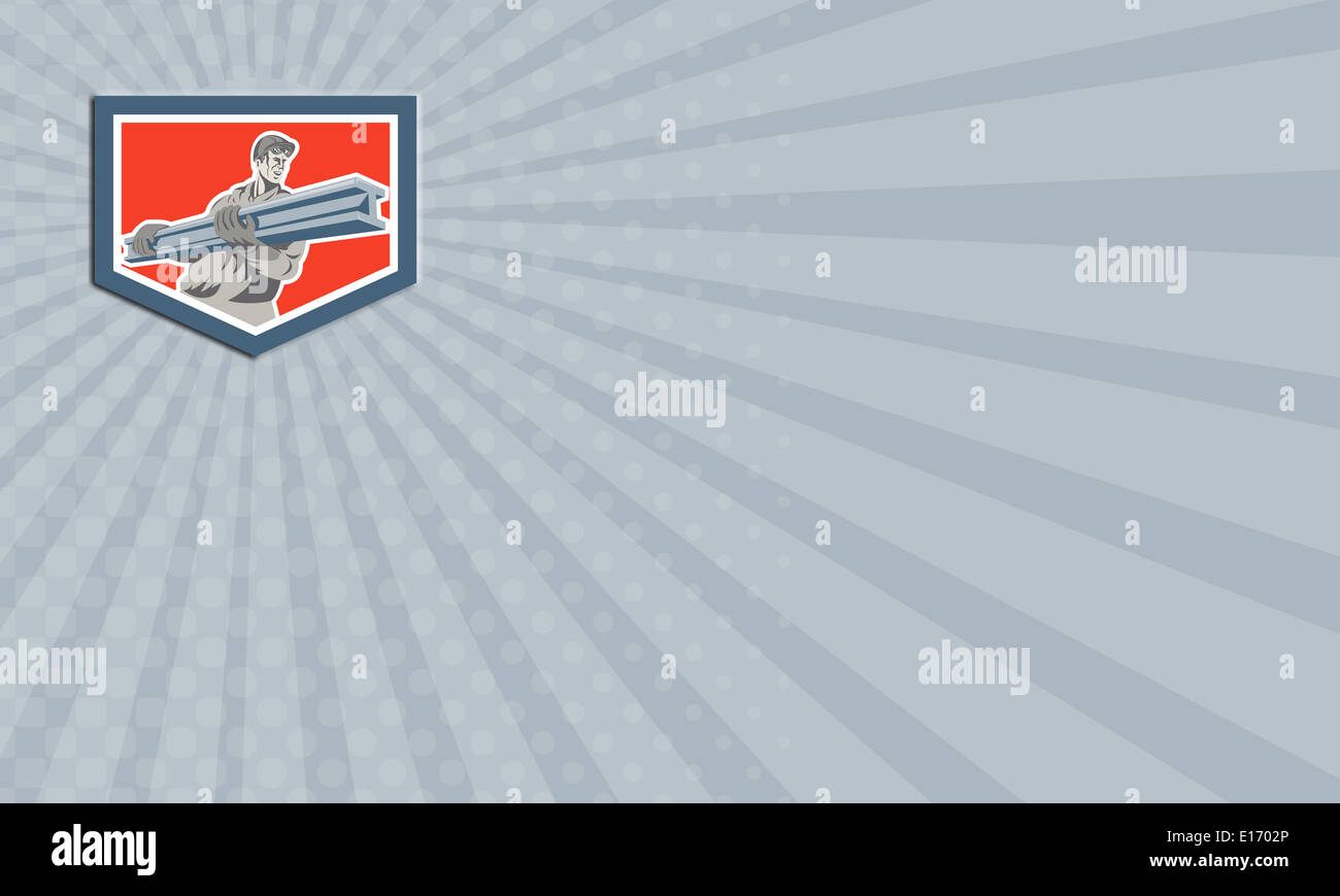 Business card showing illustration of construction steel worker ...