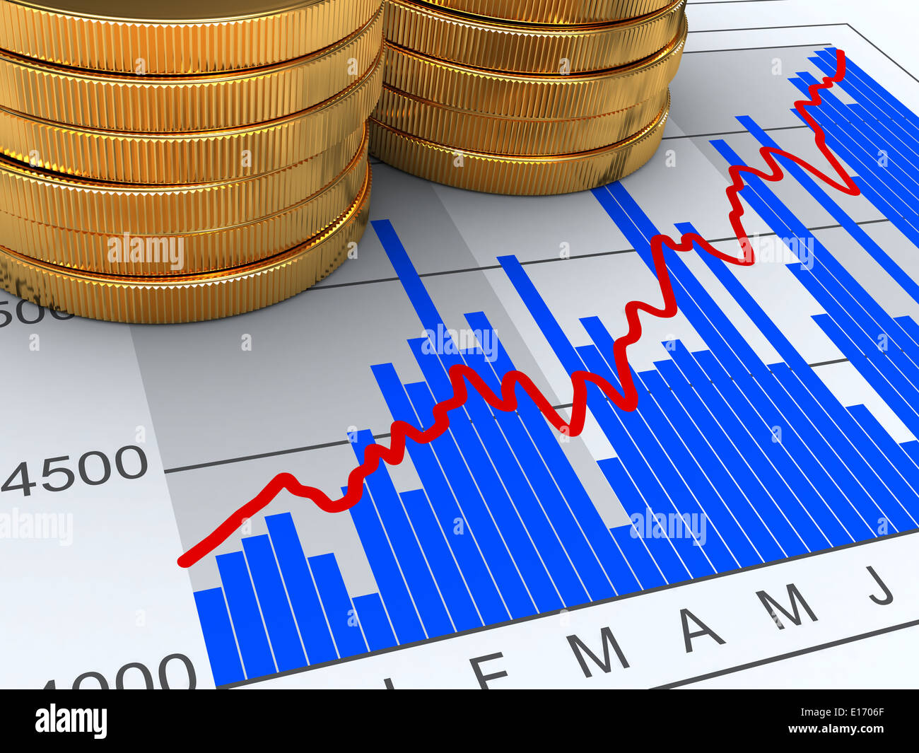 Stacked Coins on Chart Stock Photo - Alamy