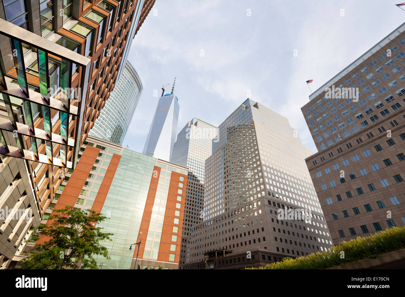 World Financial Center in New York with the One World Trade Center in ...