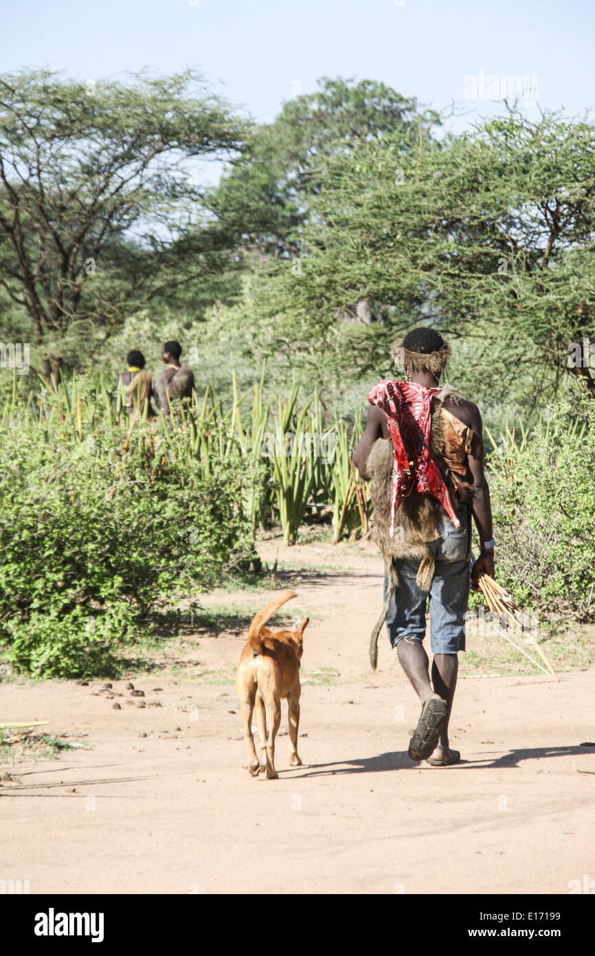 Africa, Tanzania, Lake Eyasi, Hadza hunters AKA Hadzabe Tribe Stock ...
