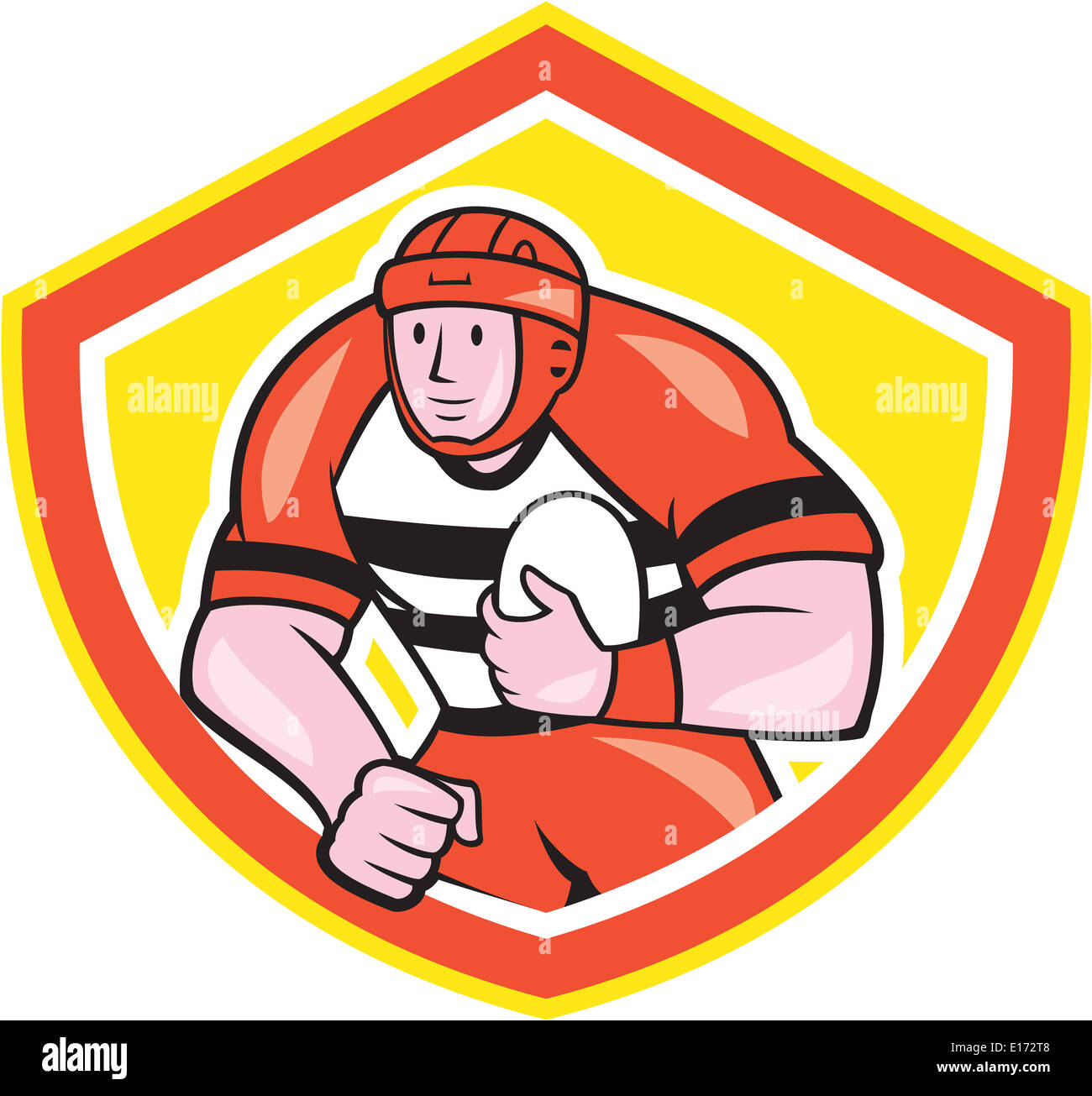 Illustration of a rugby player running charging standing holding rugby ...