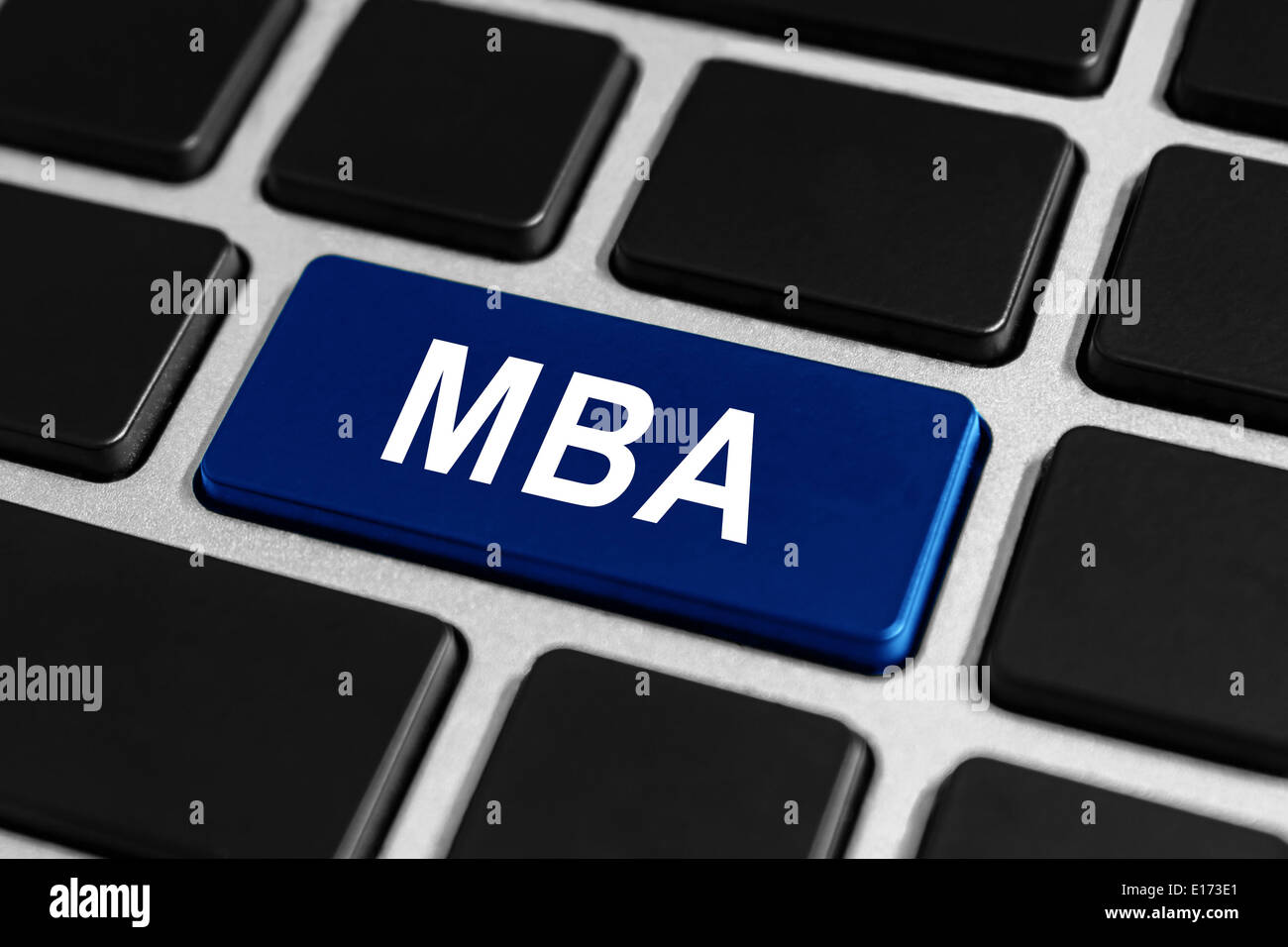 MBA or The Master of Business Administration blue button on keyboard ...