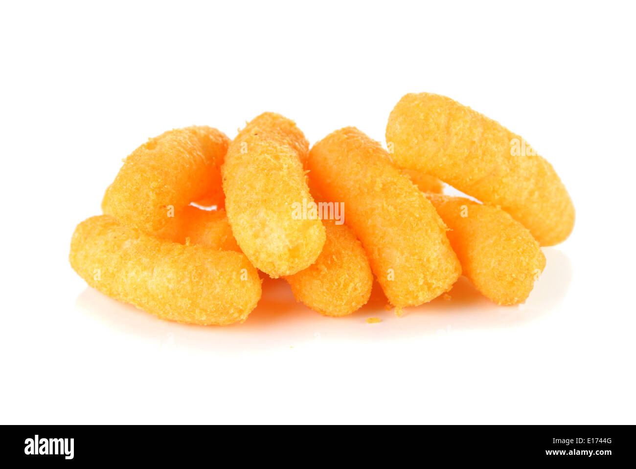 Cheese puff snack on a white background Stock Photo - Alamy