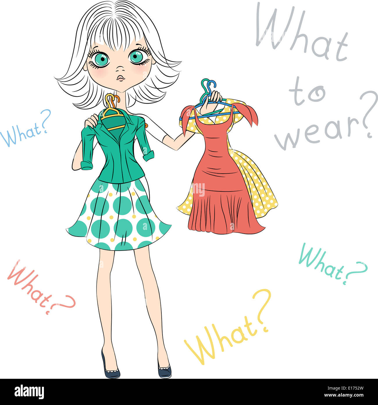 Beautiful surprised fashion girl top model trying on fancy dress Stock ...