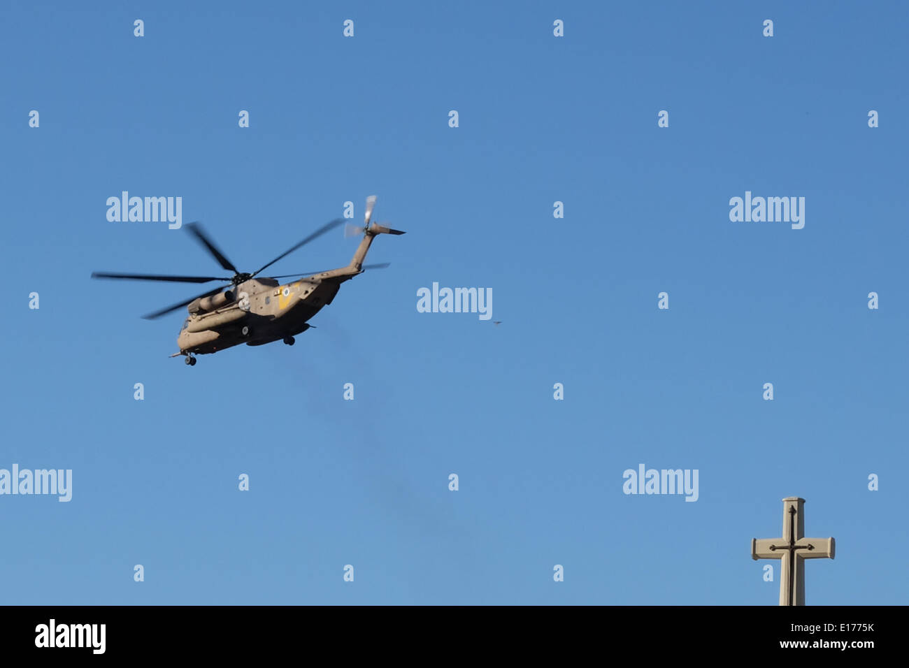 Jerusalem. 25th May, 2014. The helicopter convoy of Pope Francis lands ...
