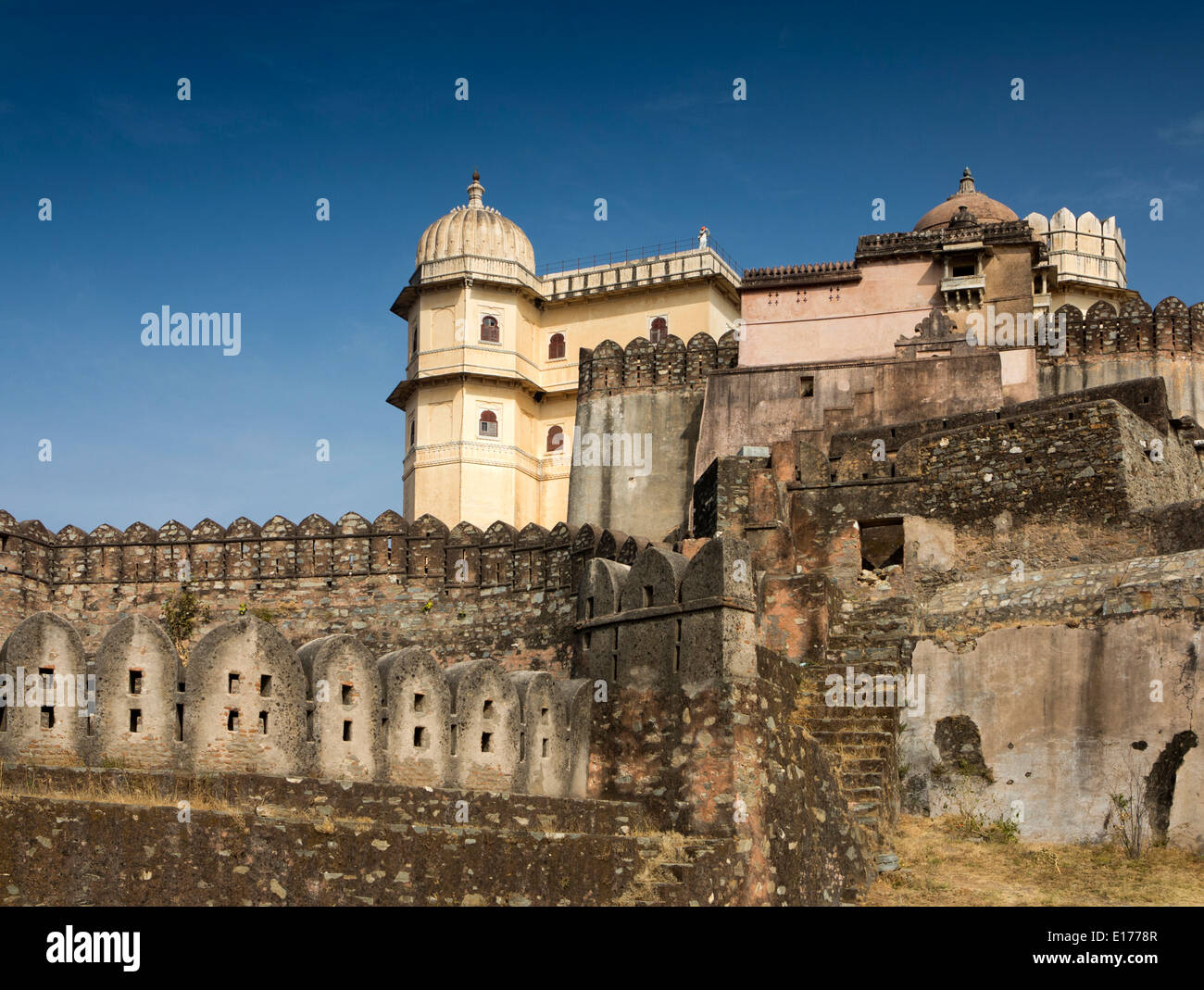 India, Rajasthan, Rajsamand, Kumbhalgarh Fort, Bada Mahal from Rana ...