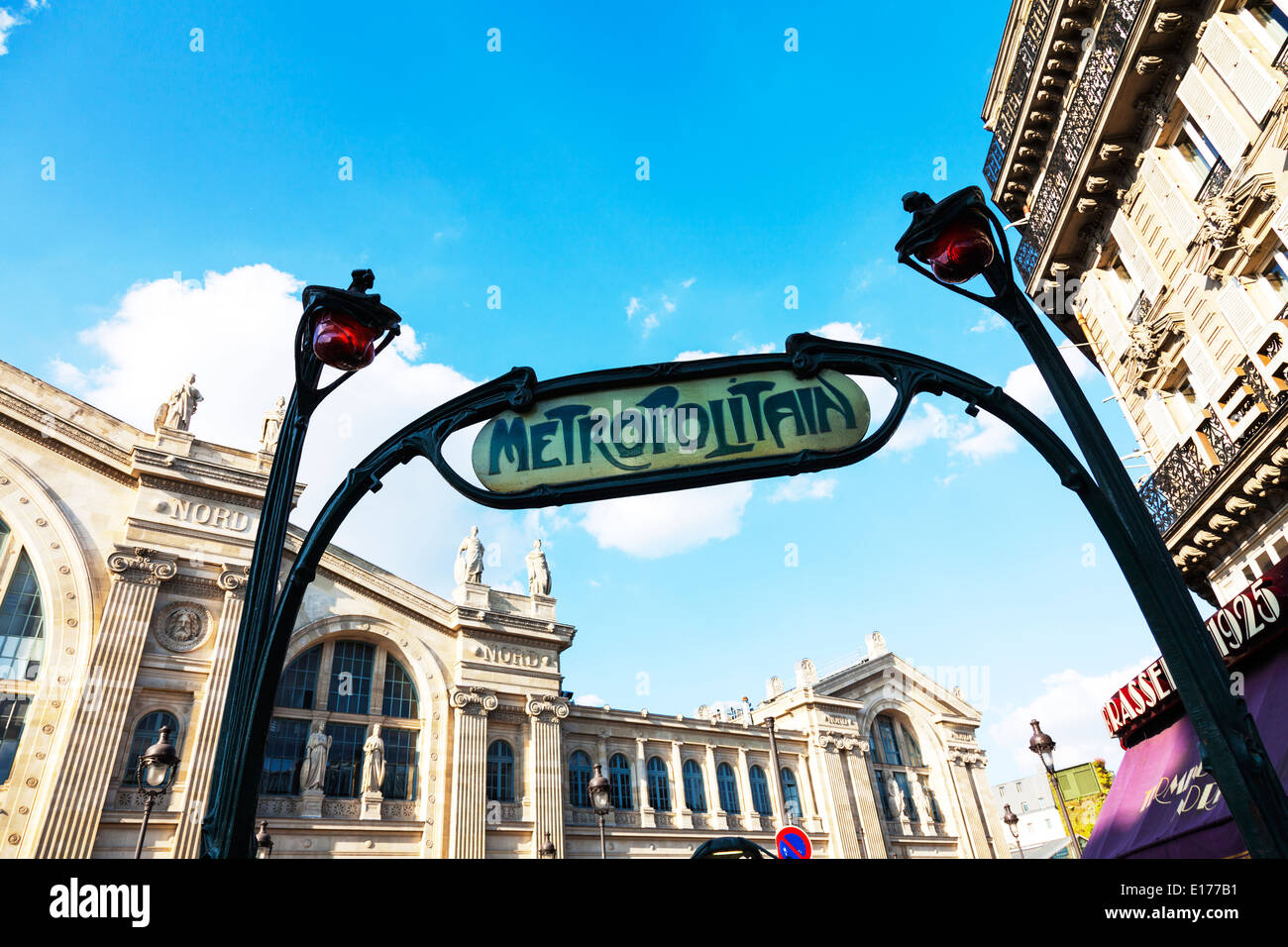 Metro sign Metropolitan metropolitain underground rail Paris city ...