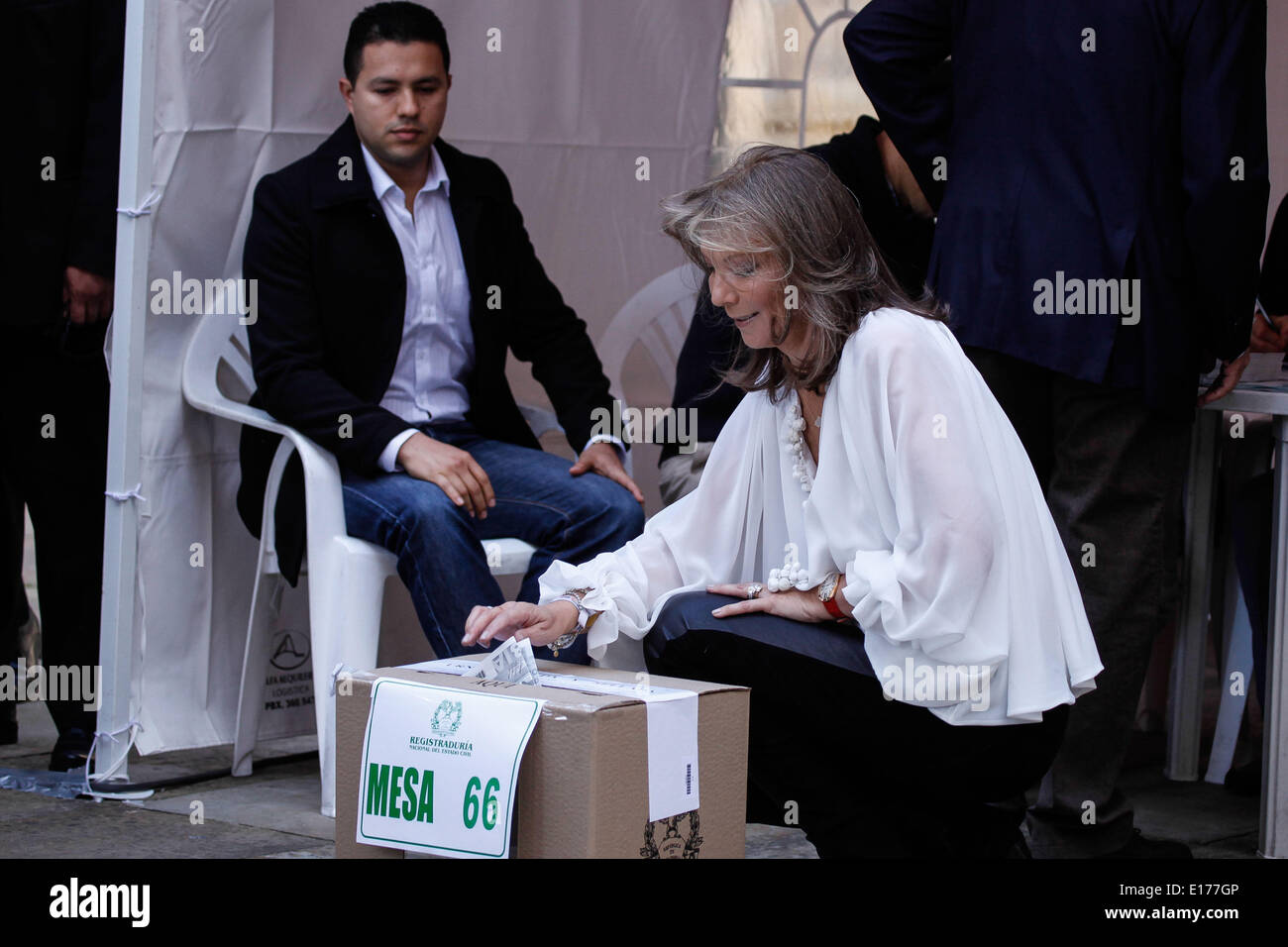 Bogota, Colombia. 25th May, 2014. Maria Clemencia Rodriguez, wife of ...