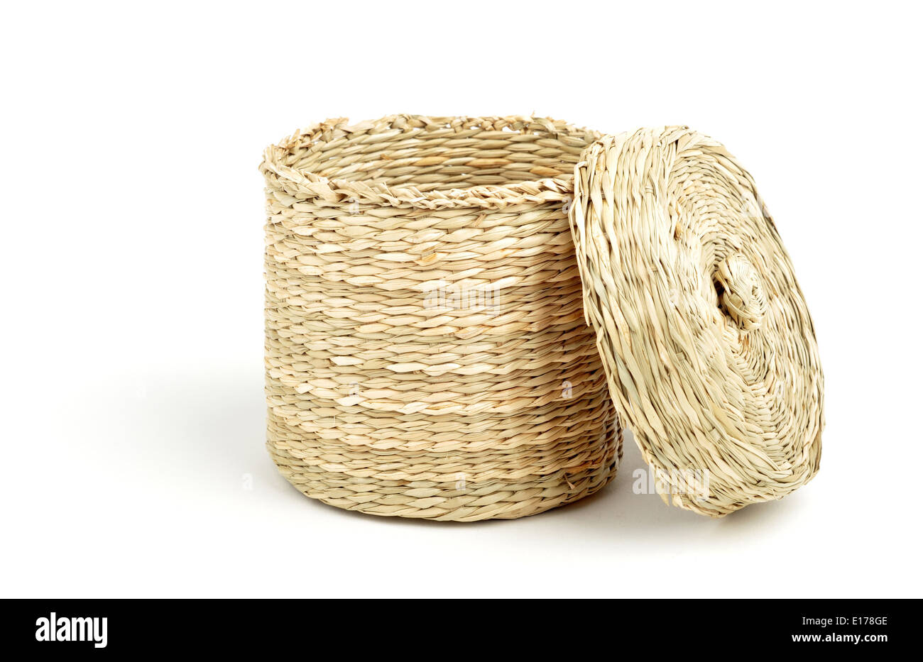 straw cylinder box with cap isolated over white background Stock Photo ...