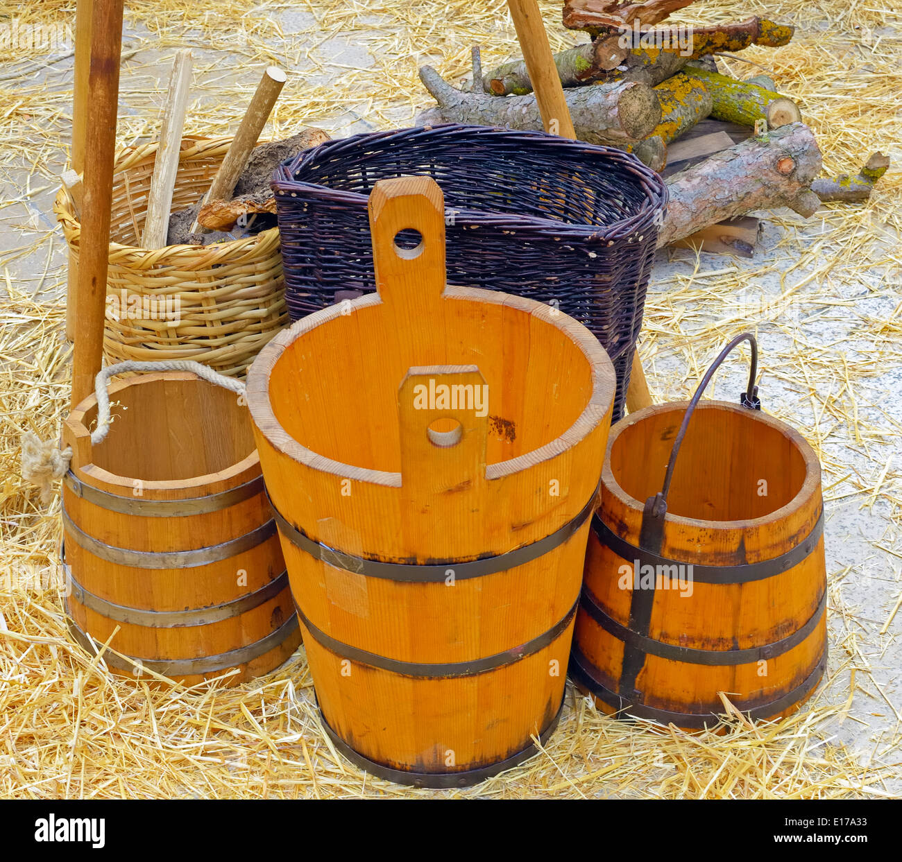 Wood pail hi-res stock photography and images - Alamy