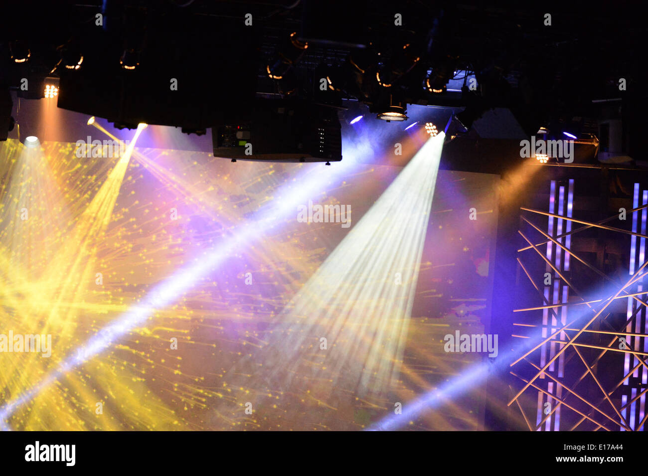 Stage lights and LED tubes during concert Stock Photo - Alamy