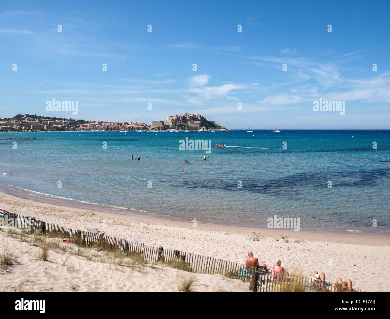View of Calvi bay across the beach Stock Photo - Alamy