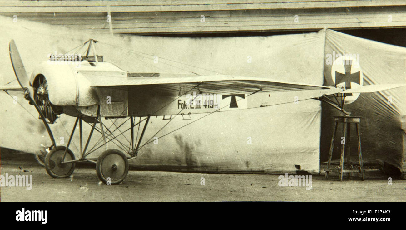 The Fokker E.III Eindecker was a German monoplane fighter used during ...