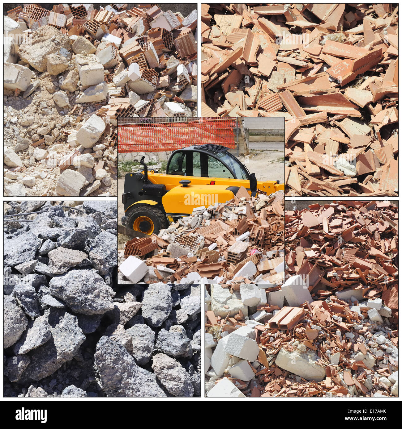 piles of dirt and busted-up rubble at a construction site Stock Photo ...