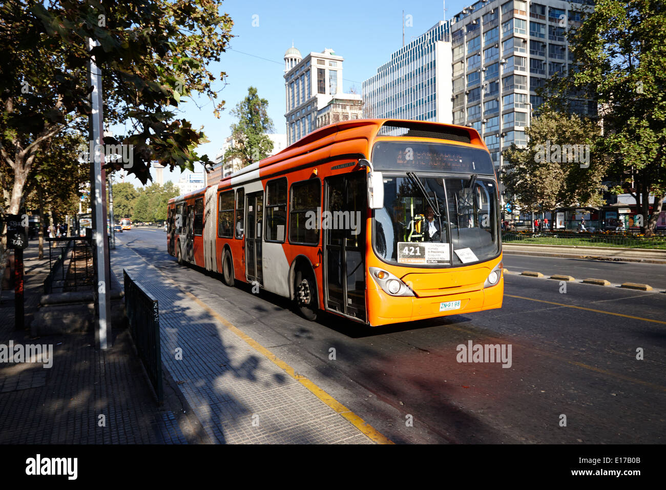 city bus route in the centre of Santiago Chile Stock Photo - Alamy