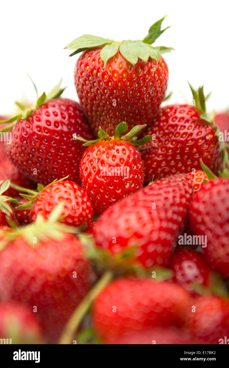 Strawberries cut out isolated on white background Stock Photo - Alamy