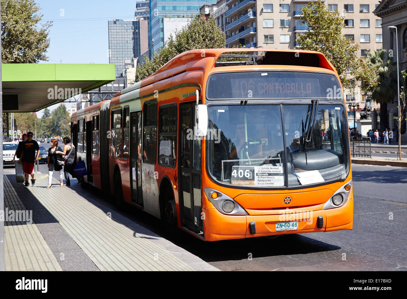 transantiago city bus route stop in the centre of Santiago Chile Stock ...