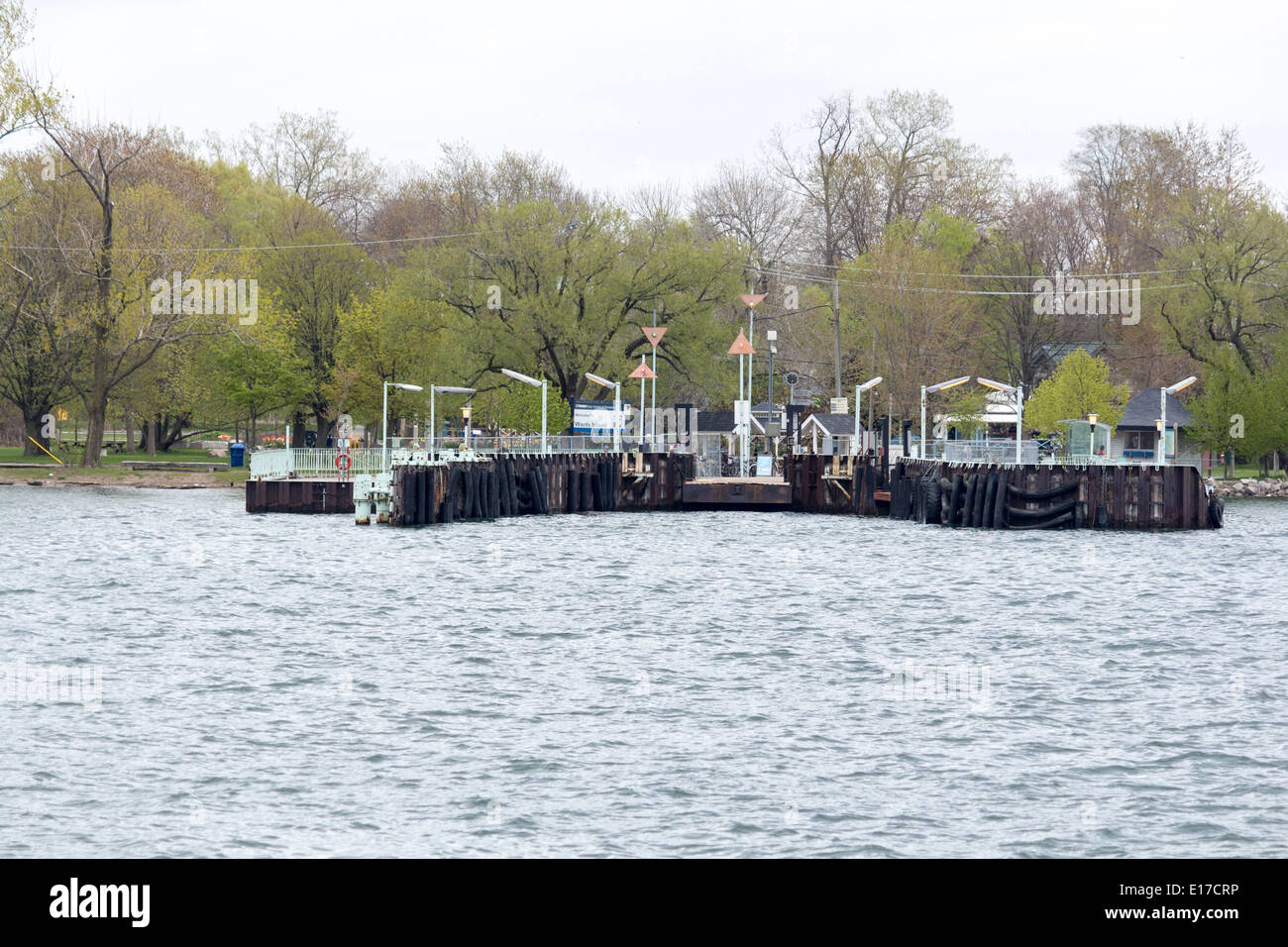 View of the Ward's Island ferry docks from the ferry coming in Stock ...
