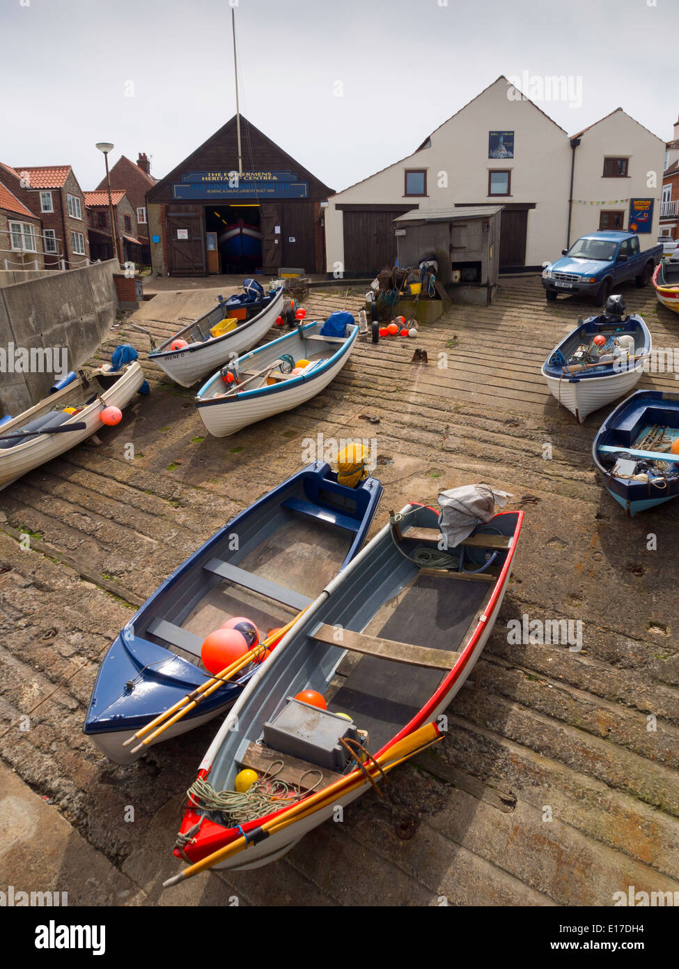 Fishing boats and lifeboat museum at Sheringham Norfolk housing the ...