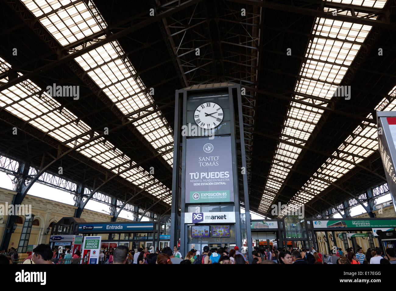 clock in Santiago central railway station Chile Stock Photo - Alamy