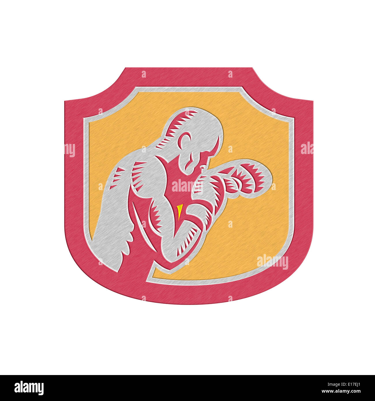 Metallic styled illustration of a boxer boxing jabbing punching side ...
