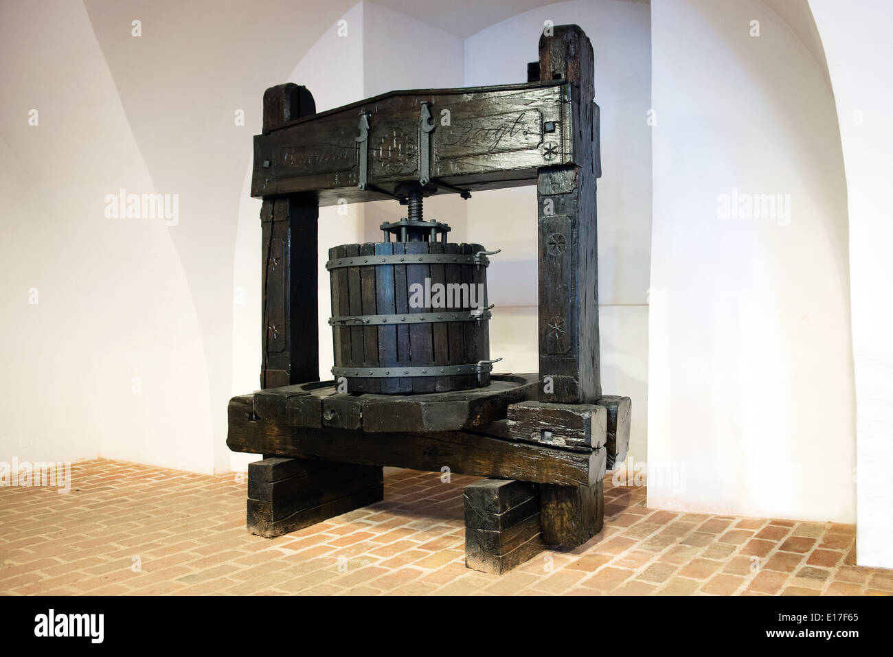 Ancient wooden wine press - traditional old technique of winemaking ...