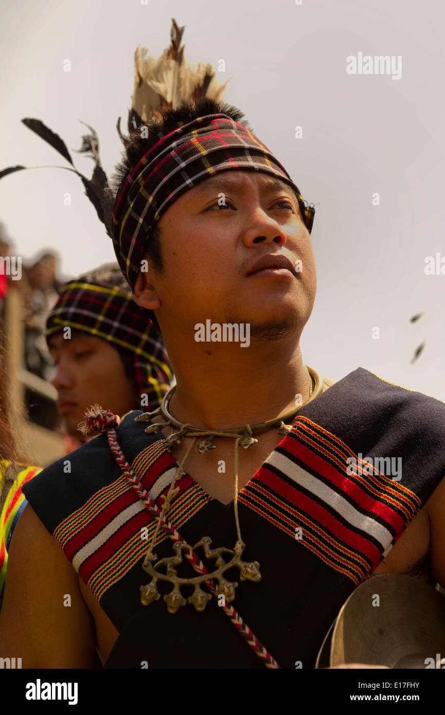 Portrait of Mizo tribe people at the Chapchar Kut festival wearing ...