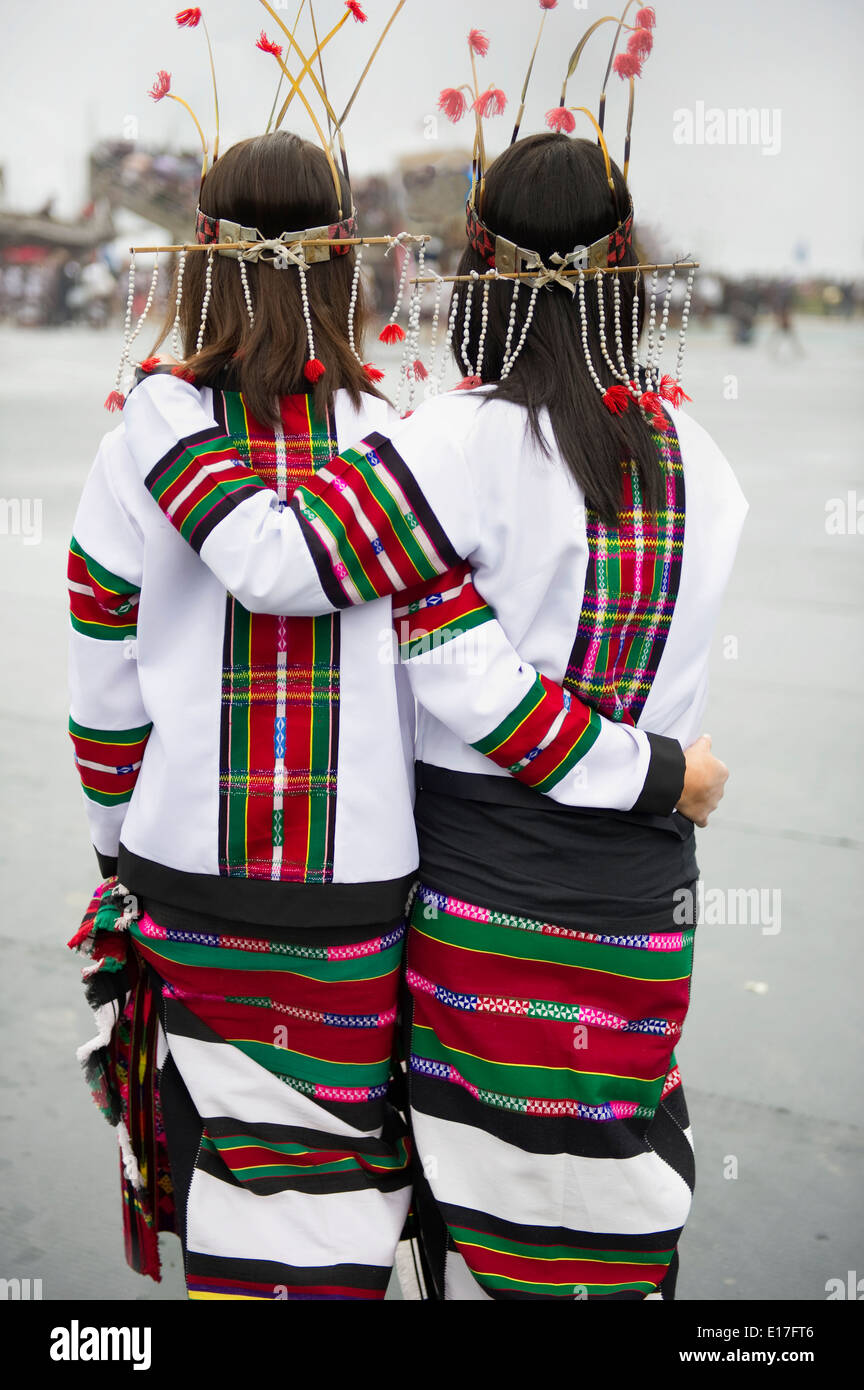 Portrait of Mizo tribe people at the Chapchar Kut festival wearing ...