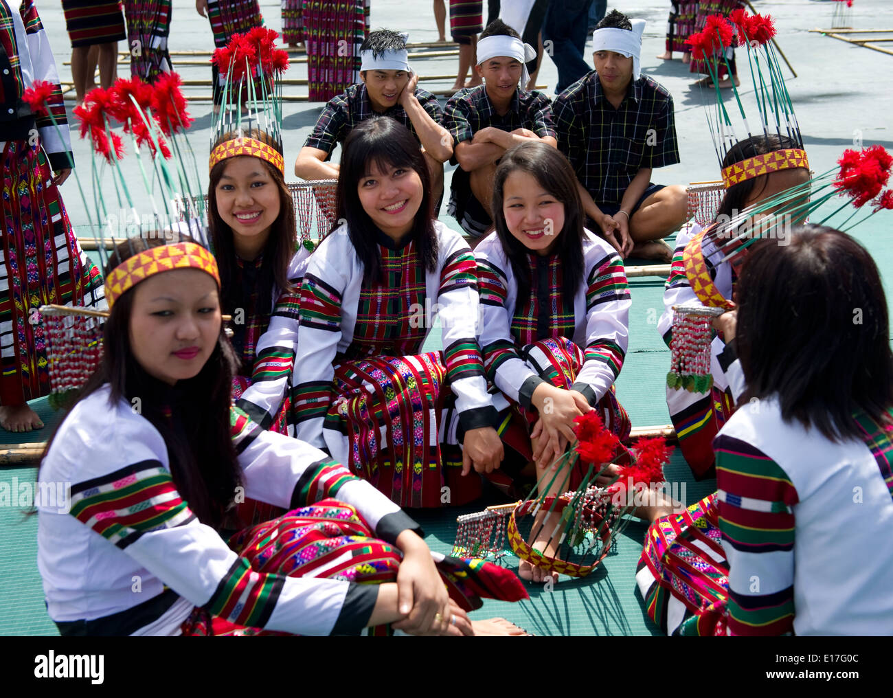 Portrait of Mizo tribe people at the Chapchar Kut festival wearing ...