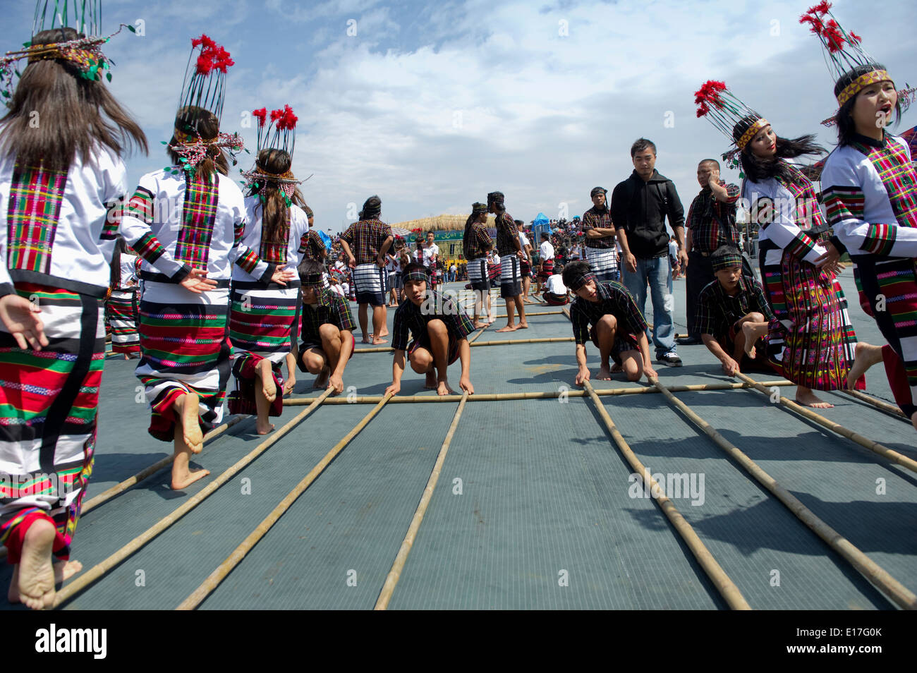 Portrait of Mizo tribe people at the Chapchar Kut festival wearing traditional costume for the ...