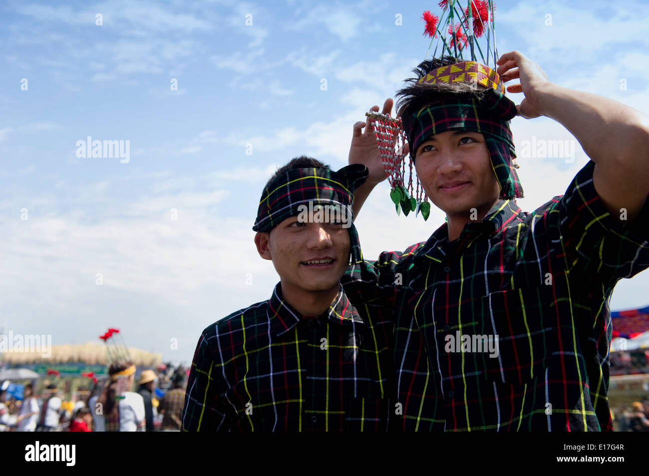 Portrait of Mizo tribe people at the Chapchar Kut festival wearing ...