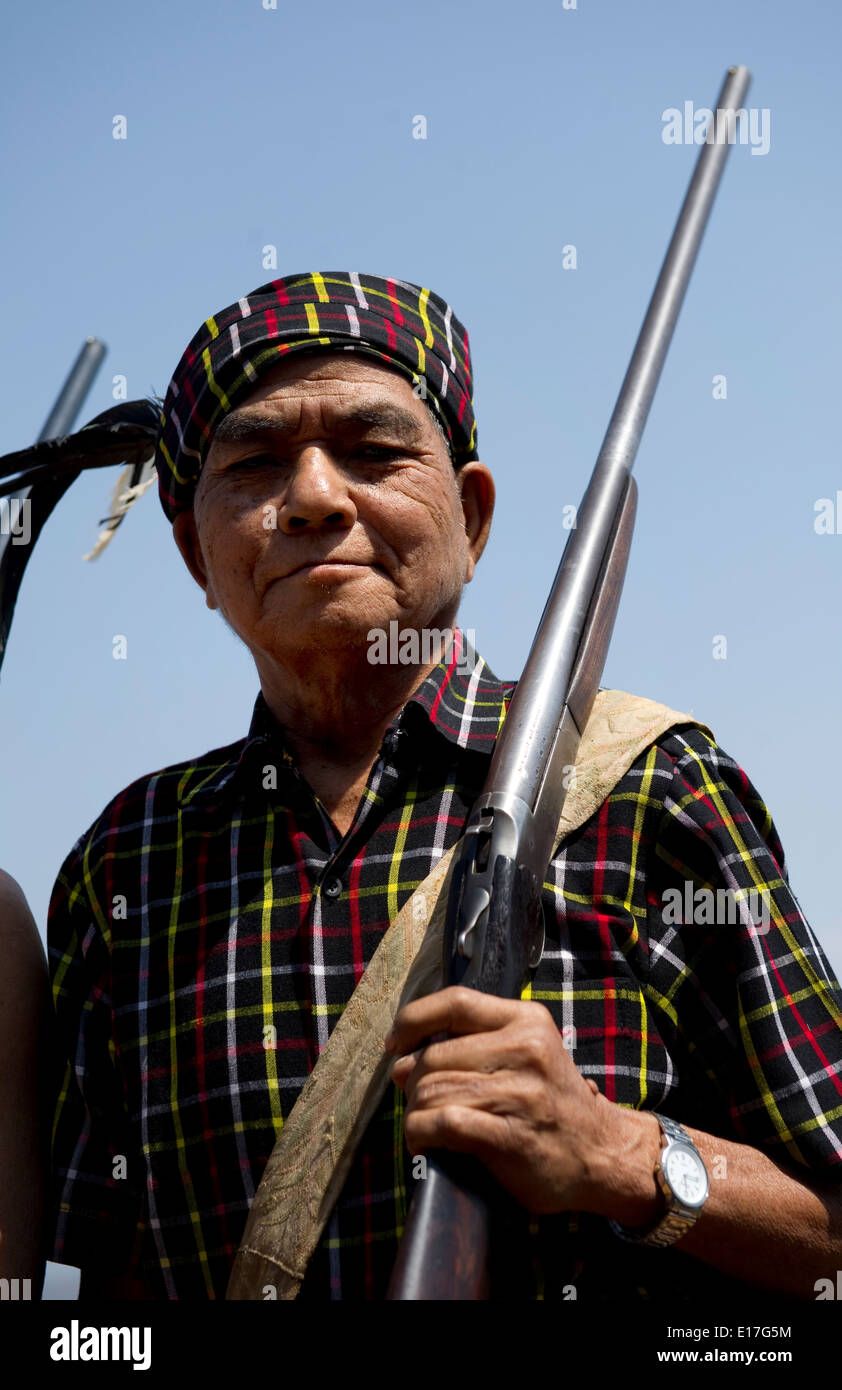 Portrait of Mizo tribe people at the Chapchar Kut festival wearing ...