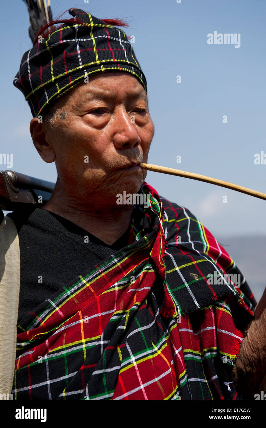 Portrait of Mizo tribe people at the Chapchar Kut festival wearing ...
