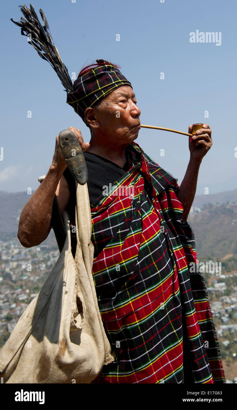 Portrait of Mizo tribe people at the Chapchar Kut festival wearing ...