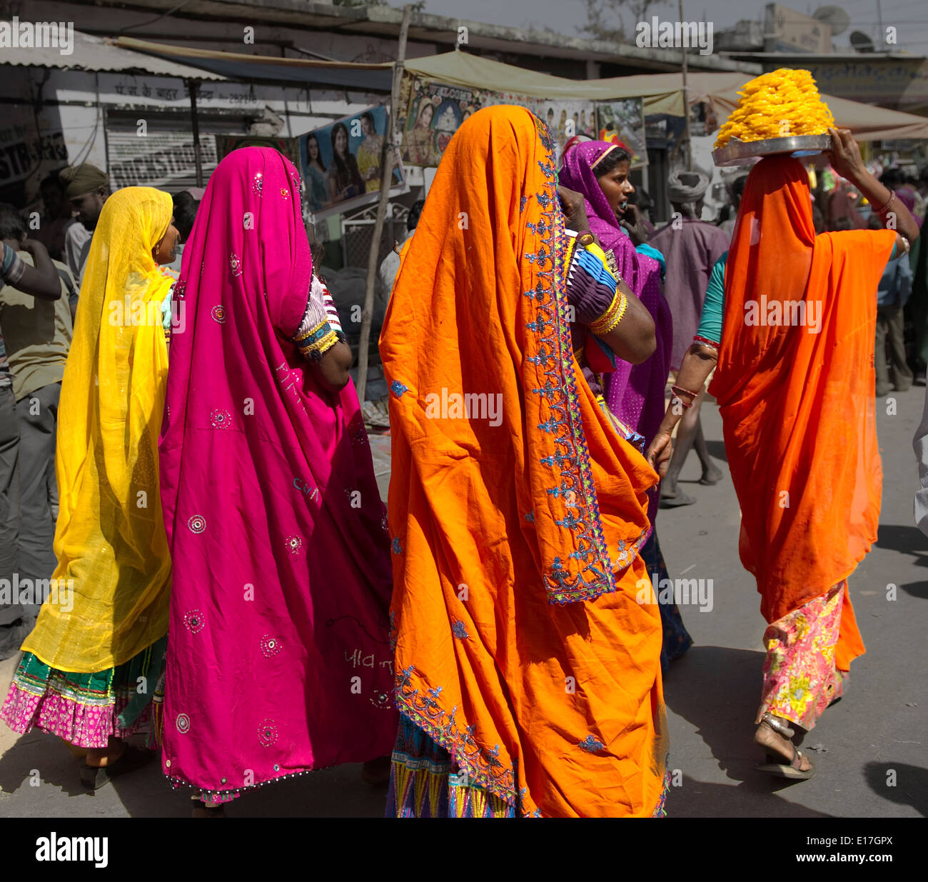 Portrait of rural village women at the matrimonial fair of the Garasia ...