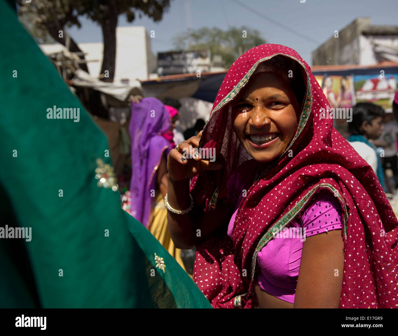 Portrait of rural village women at the matrimonial fair of the Garasia ...