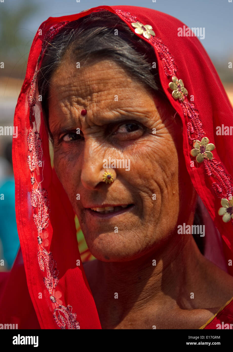 Portrait of rural village women at the matrimonial fair of the Garasia ...
